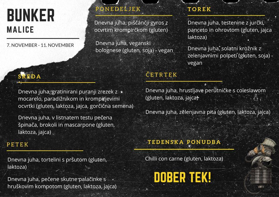 Menu at Bunker postapocalyptic steampunk bar, Murska Sobota