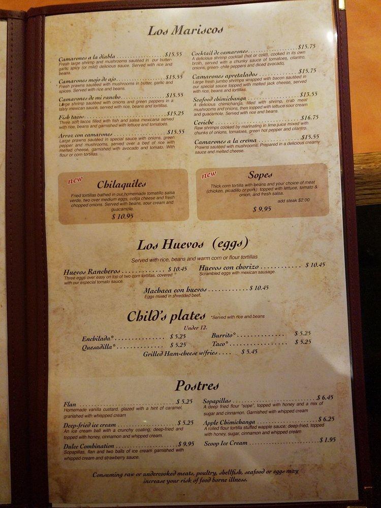 Menu at Hacienda Real Mexican Restaurant, Littleton, W Bowles Ave Unit I