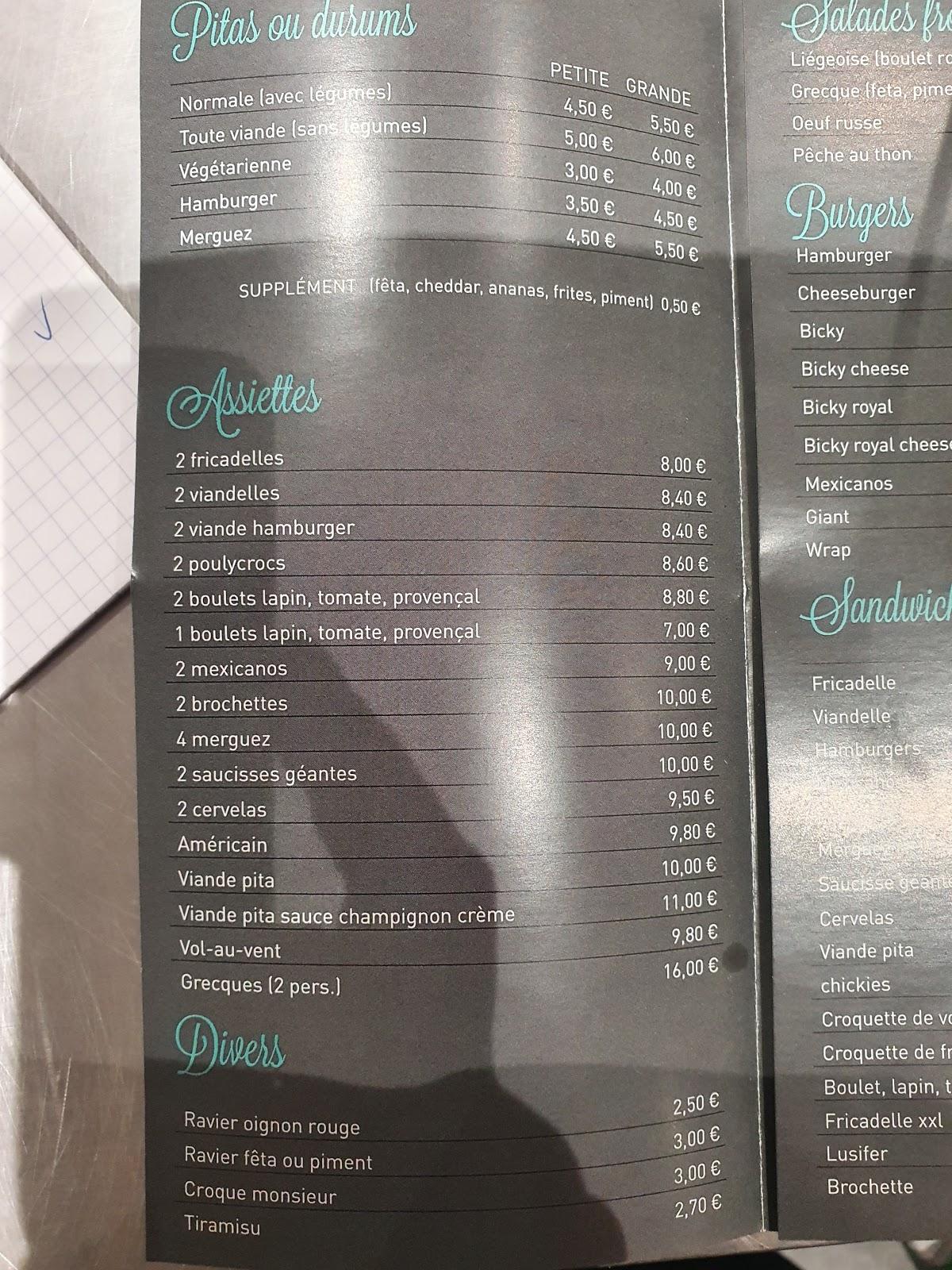 Menu at Le Coin Croquant, Seraing