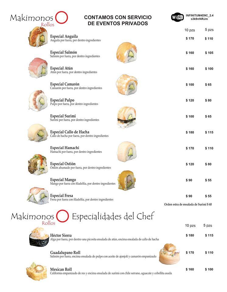 Carta del restaurante Matsuri Koi, Bucerías