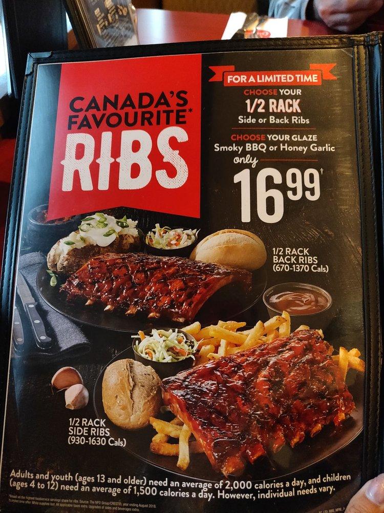 Menu at Swiss Chalet restaurant, Toronto, Victoria Park Ave