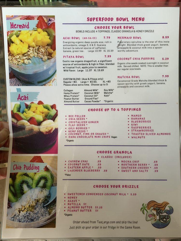 Menu at Tea Largo Beverage Co. cafe, Lakeland