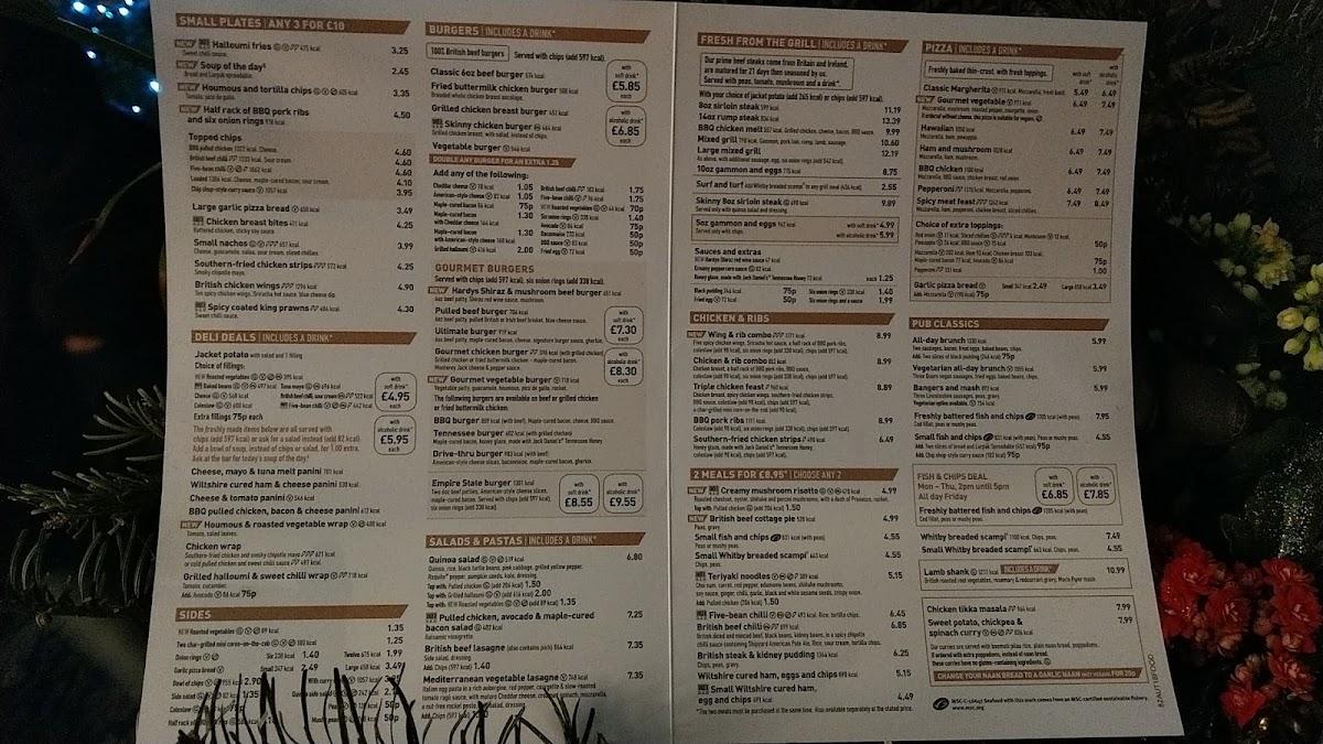 Menu at The Square Peg - JD Wetherspoon pub & bar, Birmingham, 115 Corporation St