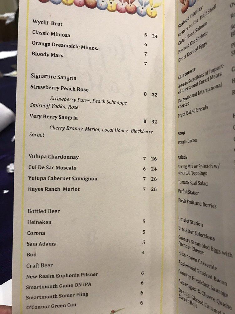 Menu at The Swan Terrace restaurant, Virginia Beach