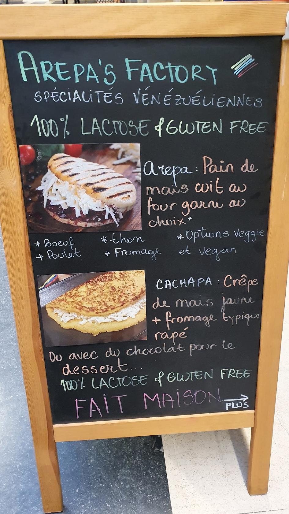 Menu at Arepa's Factory, Brussels