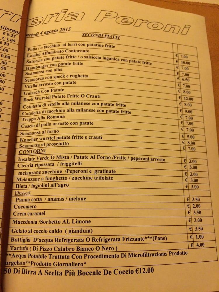Menu da L'Antica Birreria Peroni pub & bar, Roma