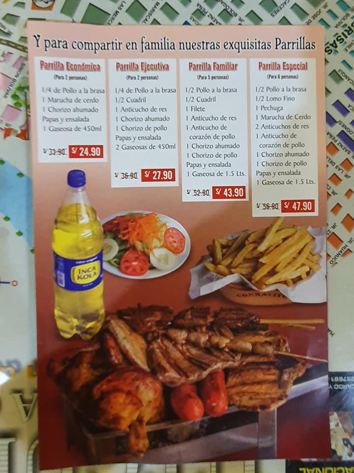Menu at Polleria Corralito restaurant, Bagua Grande