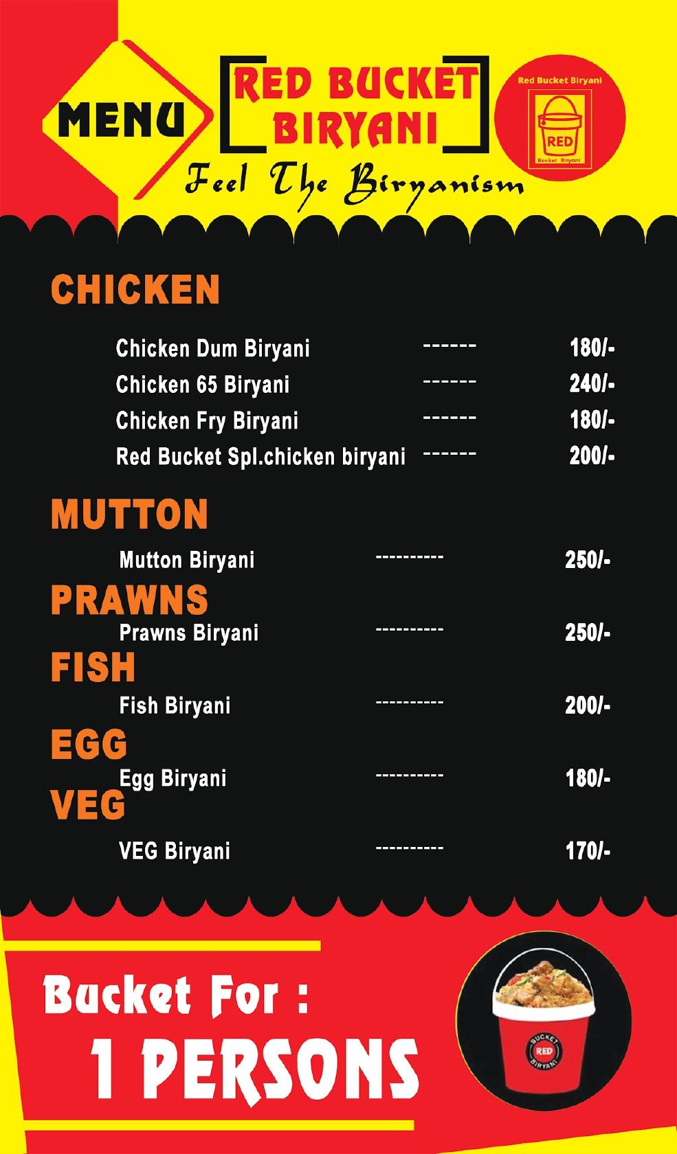 Menu at Red Bucket Biryani Kodad, Kodad
