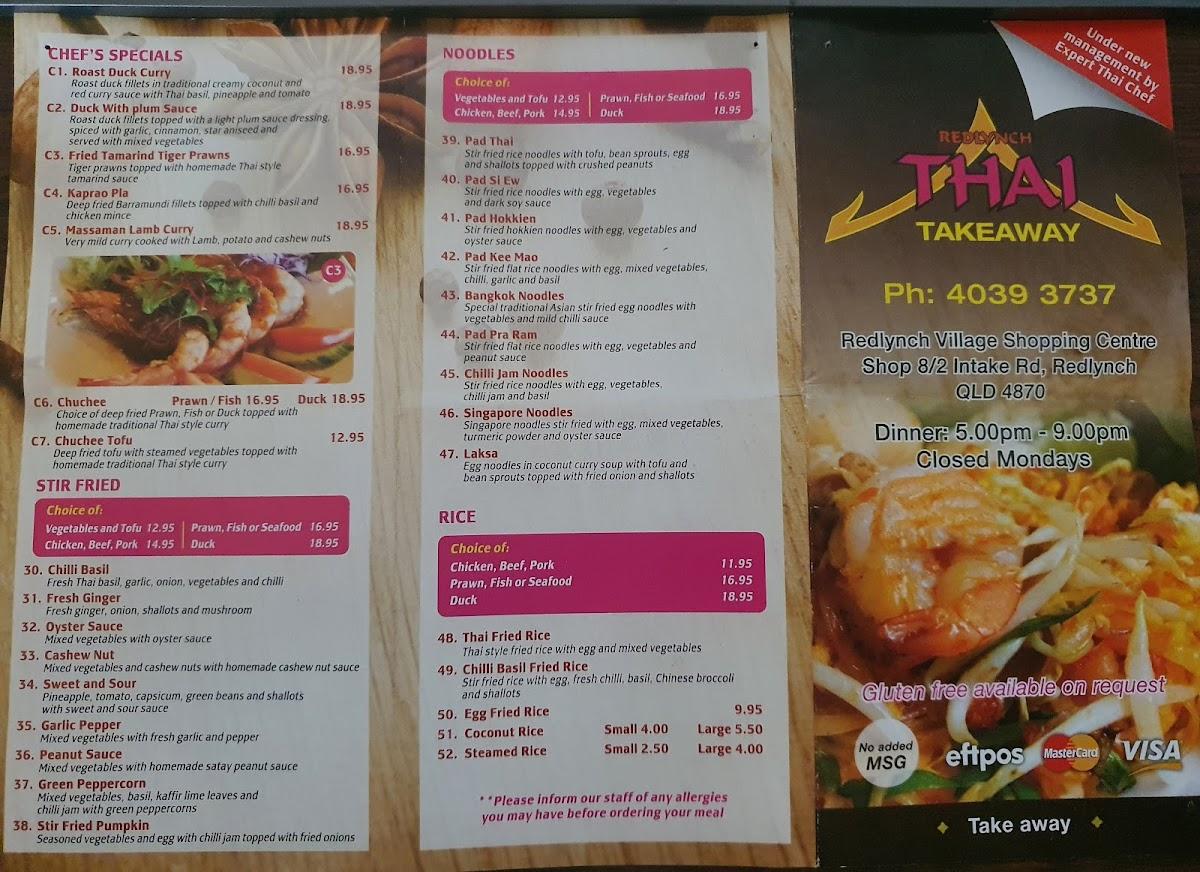 Menu at Redlynch Thai Takeaway fast food, Redlynch