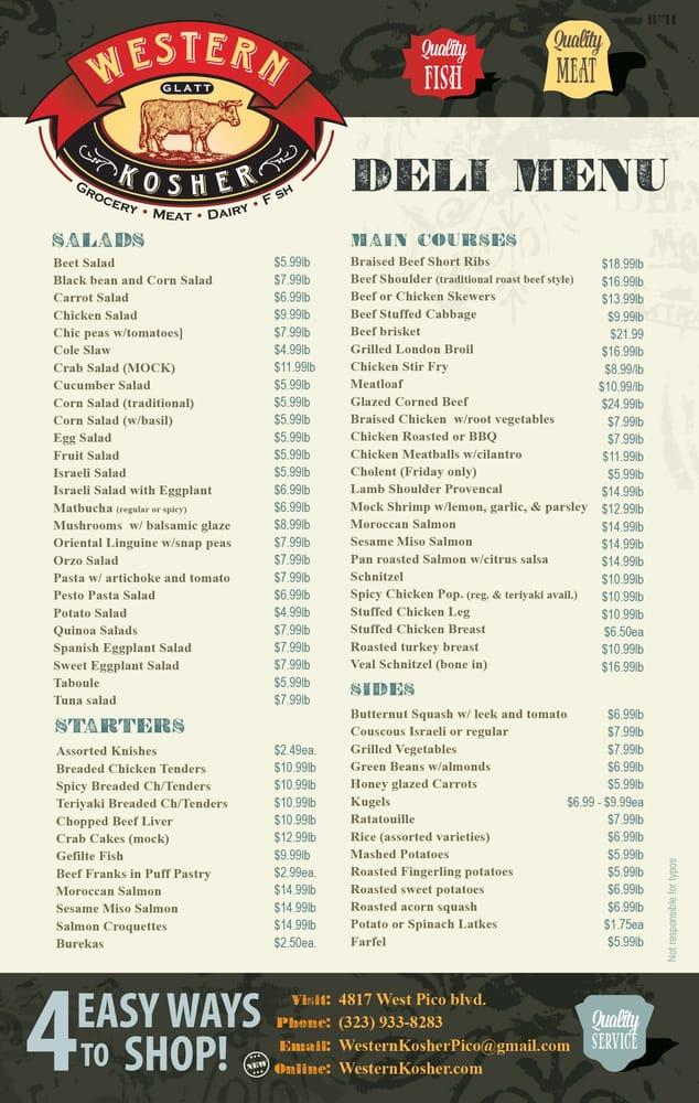 Menu at Western Kosher Supermarket - Pico Branch restaurant, Los ...