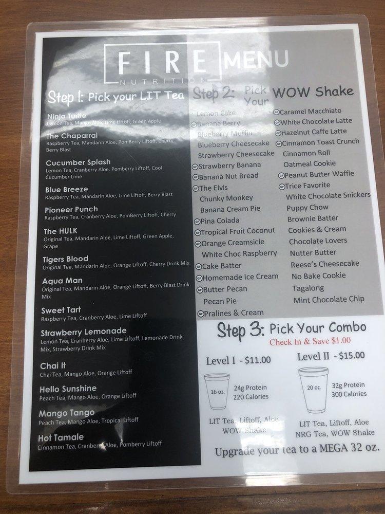 Menu at Fire Nutrition pub & bar, Aubrey