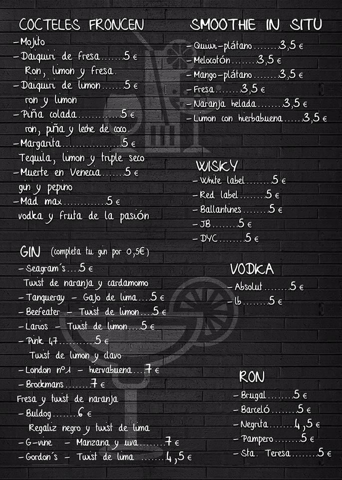 Carta de Bar Mala Pata, Madrid