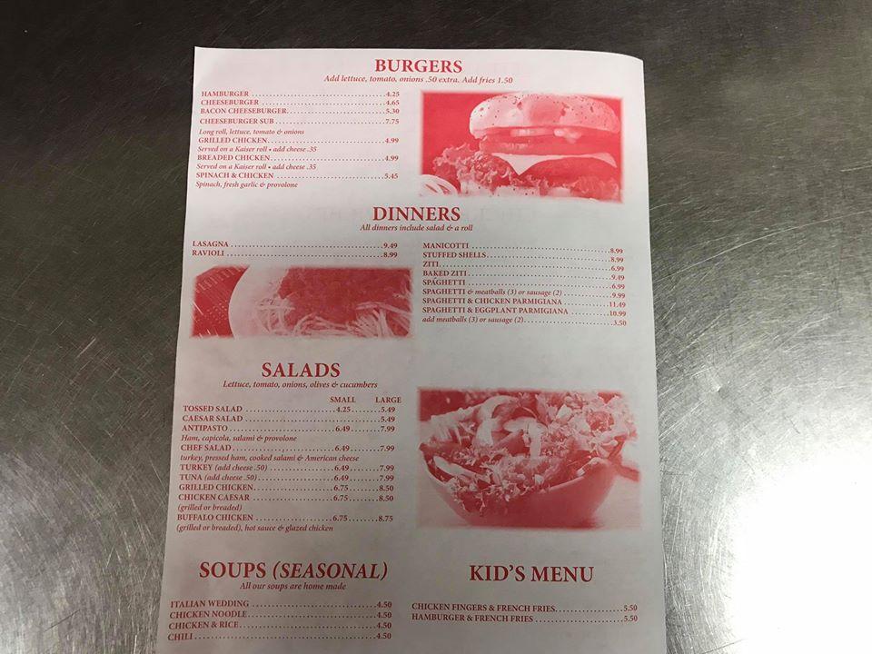 Menu at Mannino's Pizza Palace pizzeria, Elmer