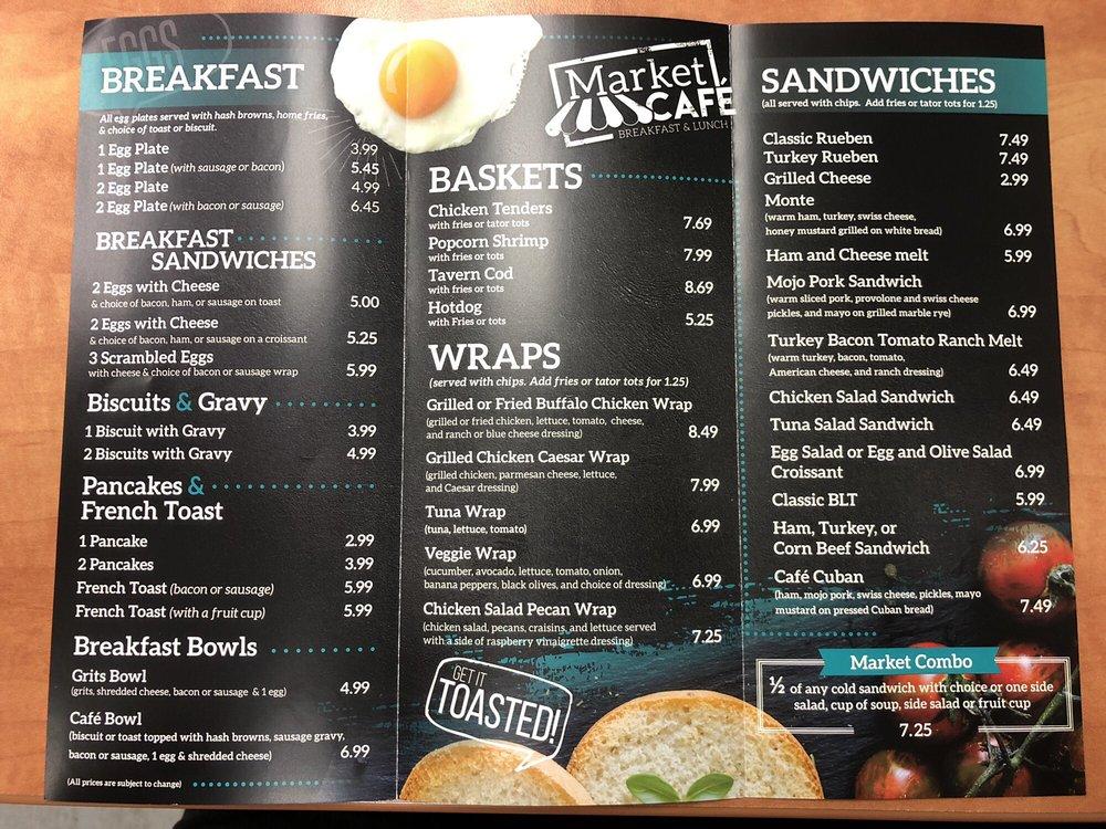 Menu at Market Cafe, Lake Wales