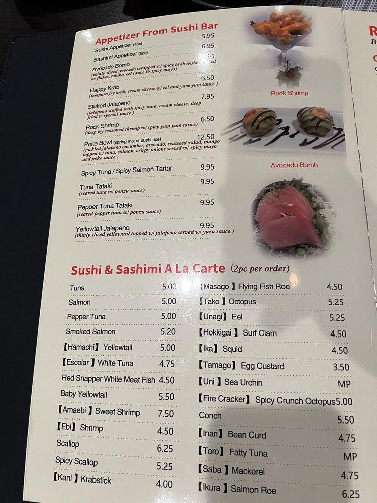 Menu at Misaki Sushi restaurant, Port Charlotte
