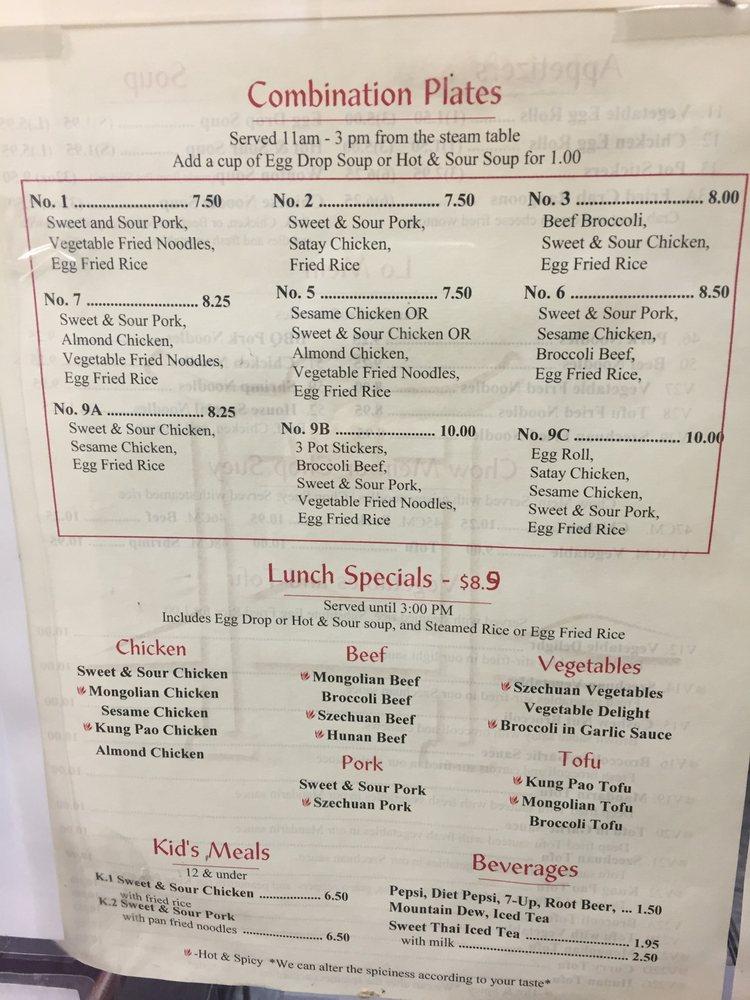 Menu at Pagoda Thai & Chinese Restaurant, Missoula