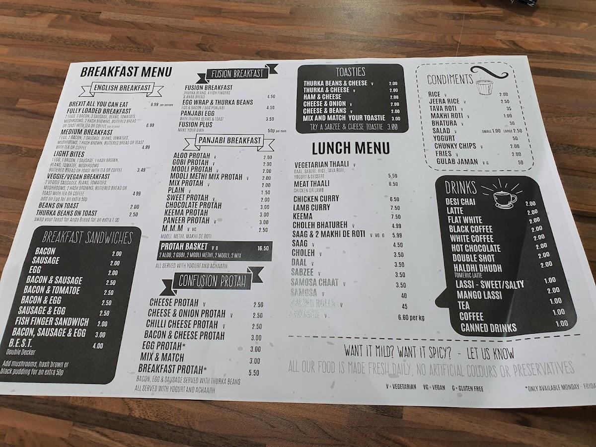 Menu at Panjabi Rasoi/The Great Barr Cafe, Birmingham