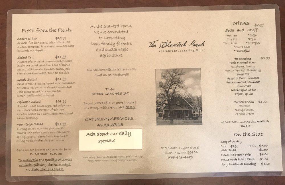 Menu at The Slanted Porch pub & bar, Fallon