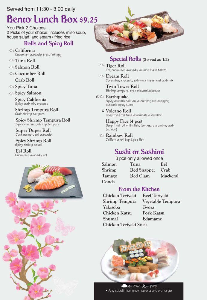 Menu at Volcano Sushi Bar, Virginia Beach, N Great Neck Rd