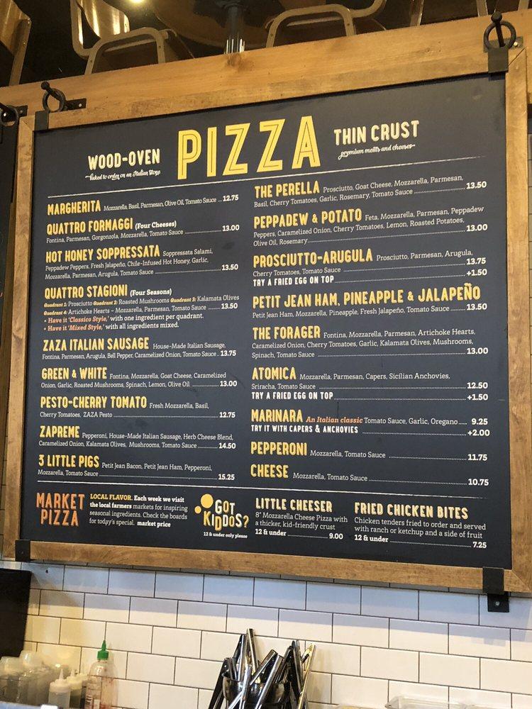 Menu at ZAZA : Little Rock pizzeria, Little Rock