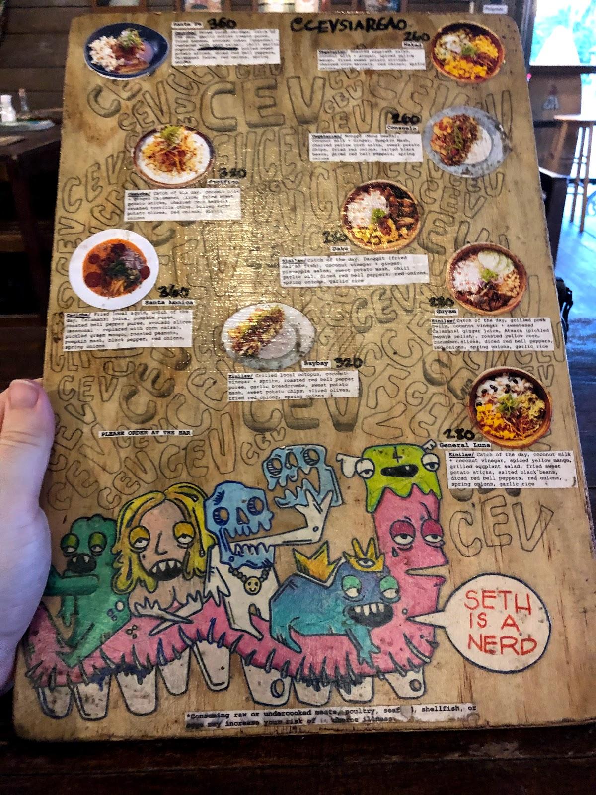 Menu at CEV: Ceviche & Kinilaw Shack restaurant, General Luna