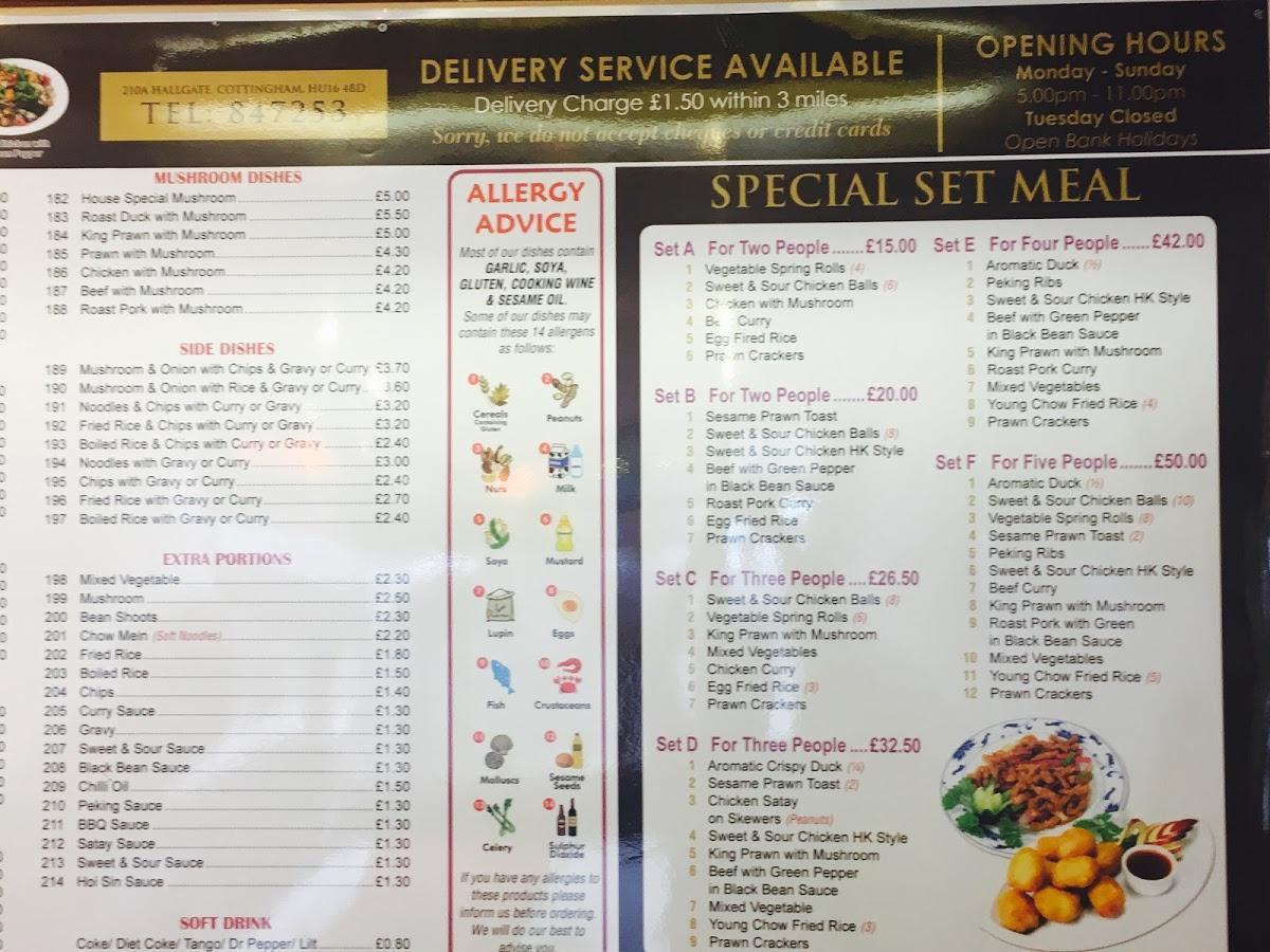 Menu at Golden Gate fast food, Cottingham