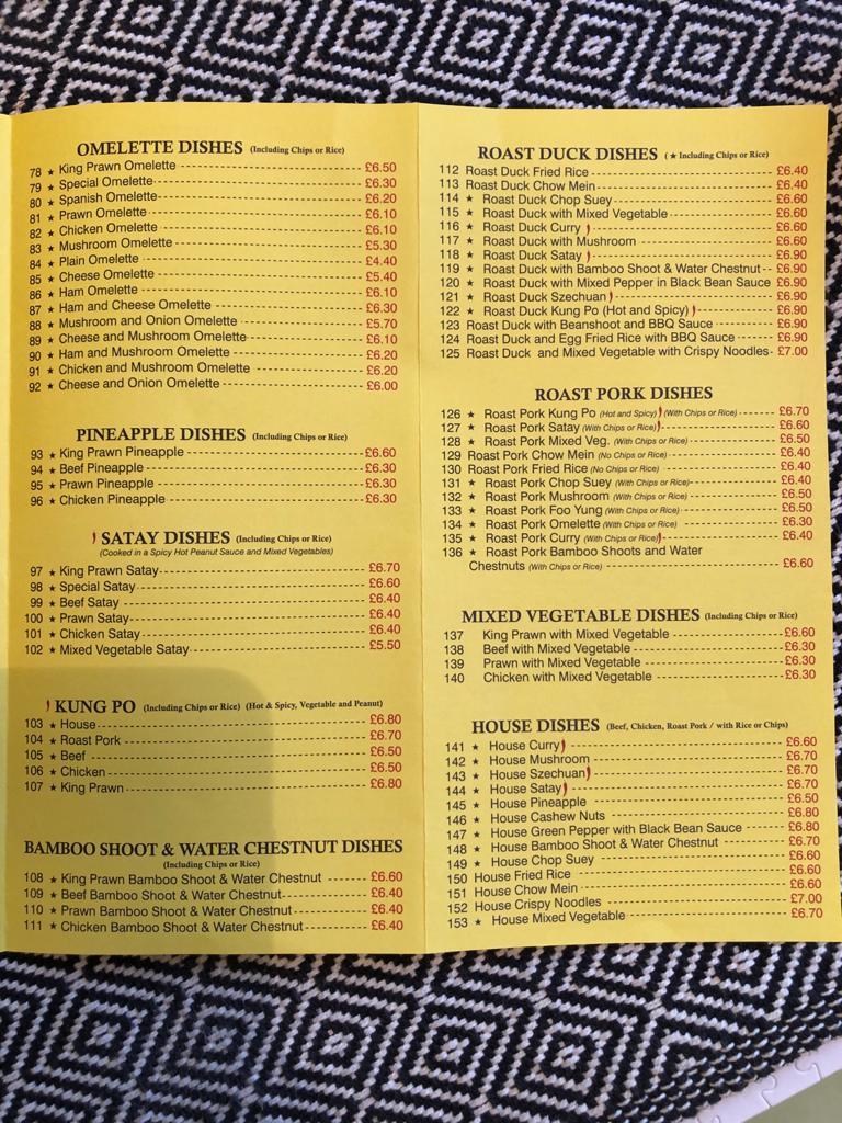 Menu at Golden Kitchen restaurant, Bristol, 489 Whitehall Rd