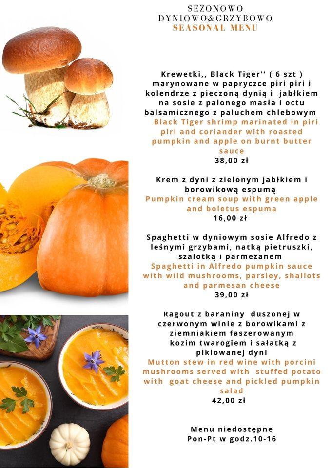 Menu at Restro restaurant, Warsaw