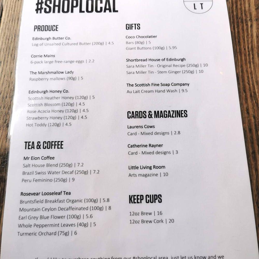 Menu at Salt Café cafe, Edinburgh