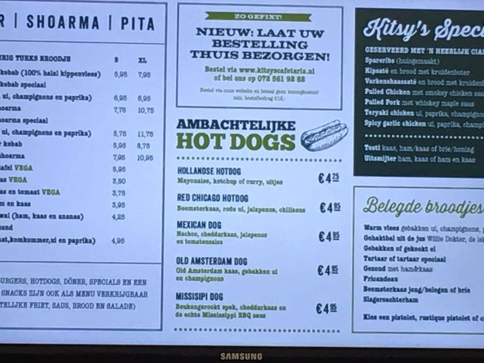 Menu at Snackbar Kitsy's, Alkmaar