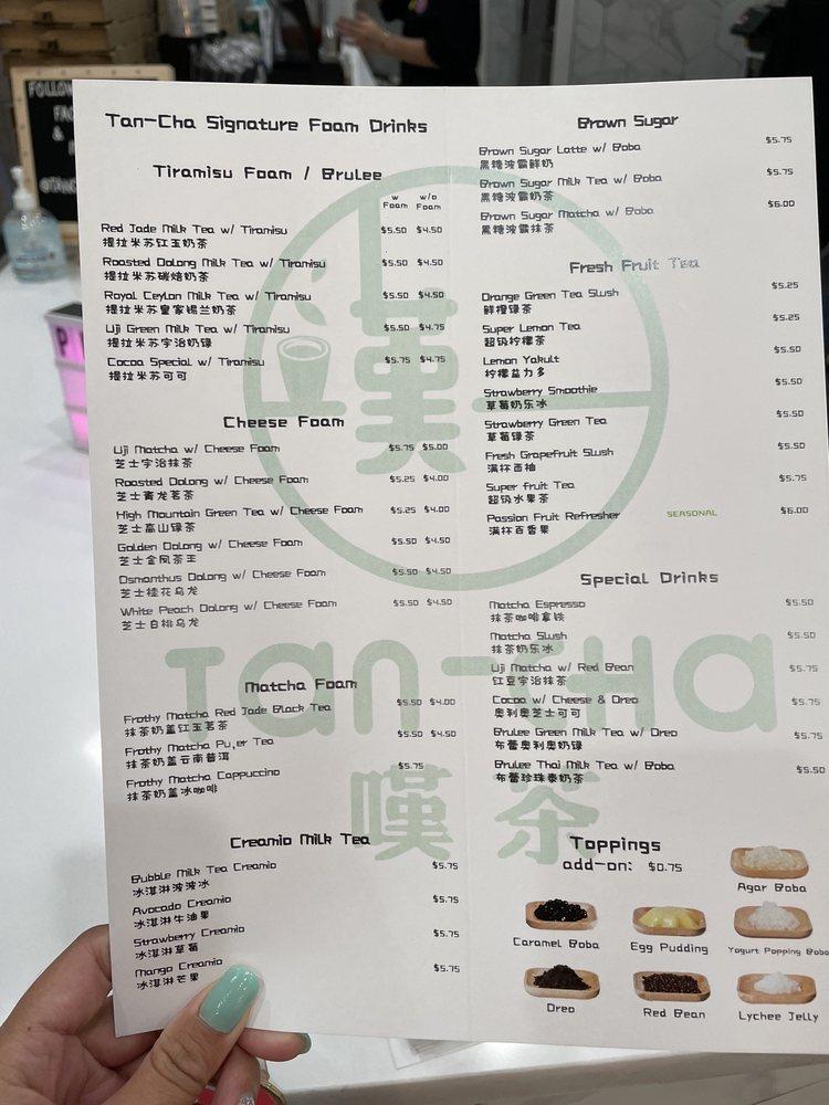 Menu at Tan-Cha restaurant, Annandale