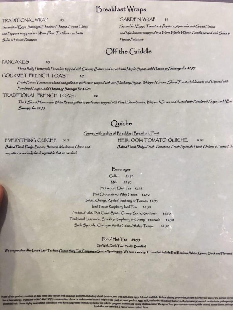 Menu at The Courtyard Cafe & Bakery, Fallon
