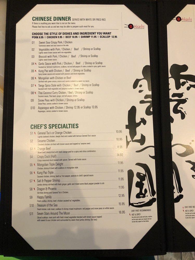 Menu at Akashi restaurant, The Woodlands, Kuykendahl Rd
