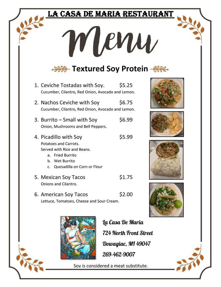 Menu at La casa de Maria restaurant, Dowagiac