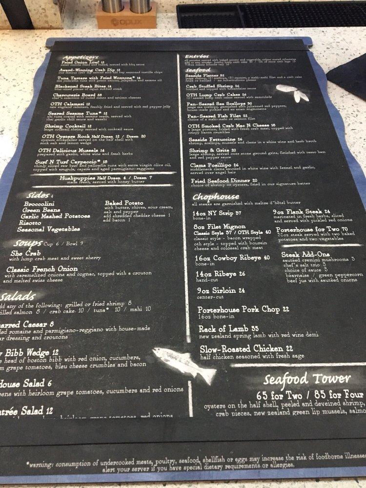 Menu at Off the Hook Seafood & Chophouse steakhouse, Norfolk