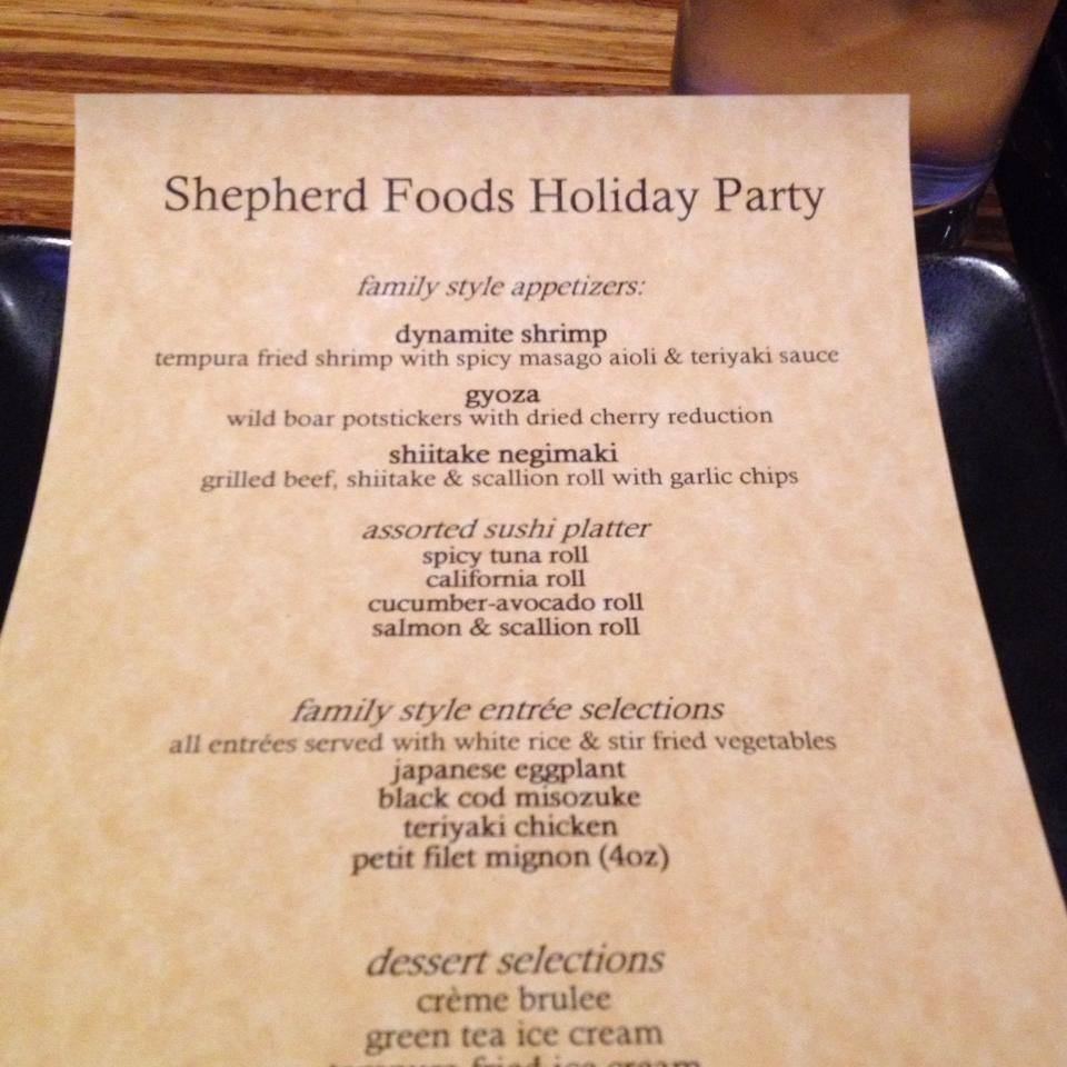 Menu at Shepherd Food Equipment restaurant, Dallas