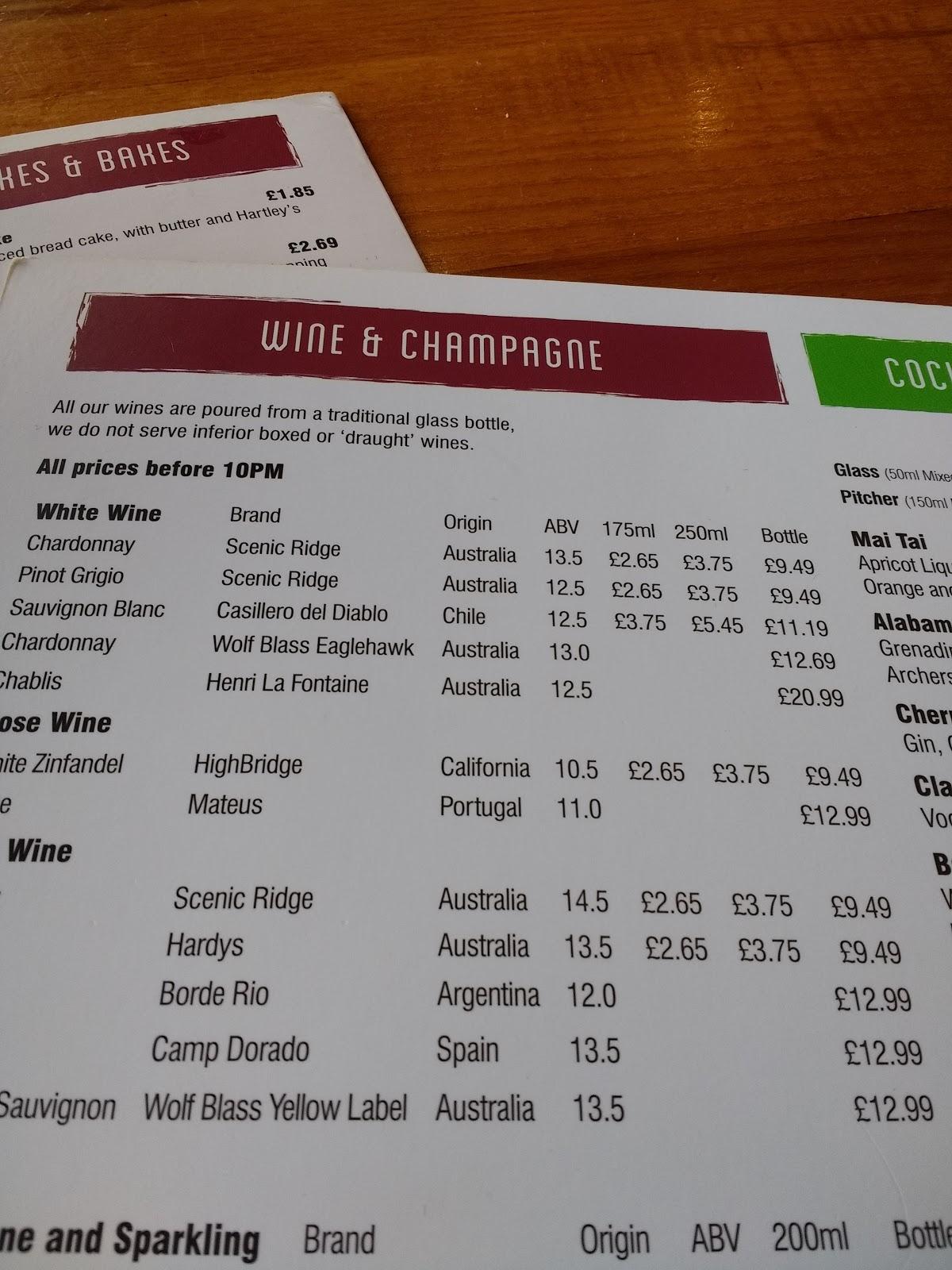 Menu at The Apollo pub & bar, Bridlington