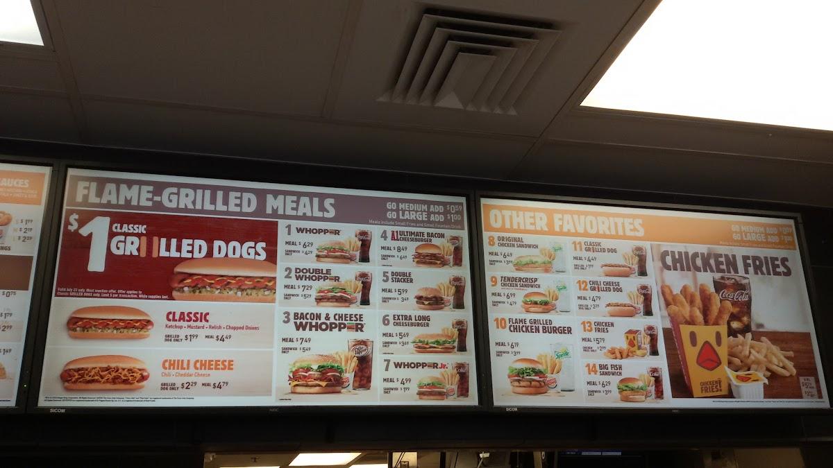Menu at Burger King fast food, Phoenix, W Happy Valley Rd