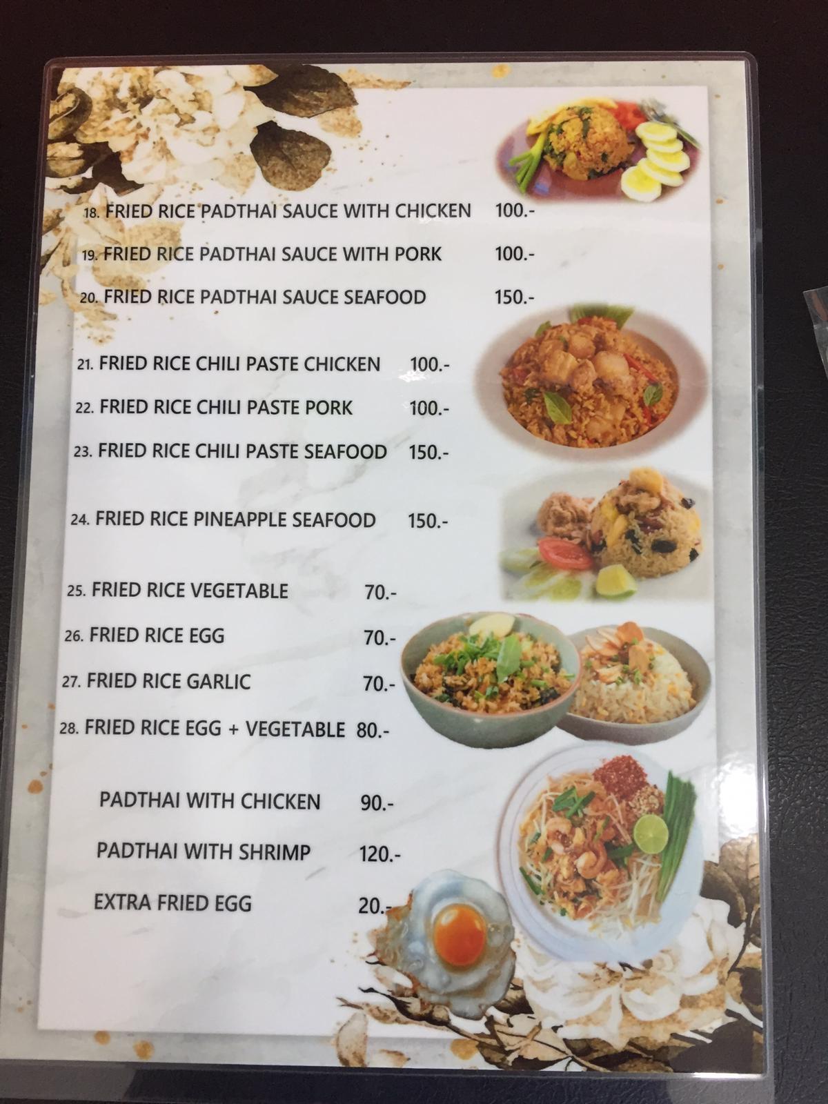 Menu at King Gamba restaurant, Ko Samui