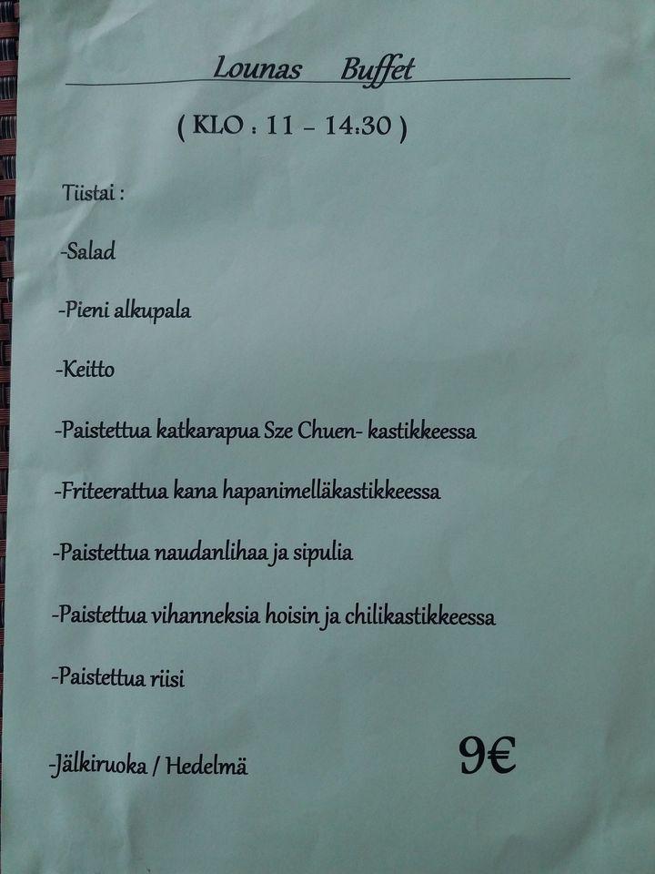 Menu at Tung Hing restaurant, Espoo, Konstaapelinkatu 1