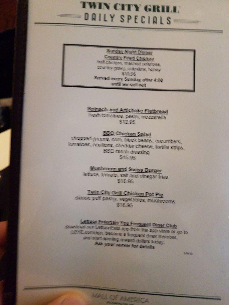 Menu at Twin City Grill desserts, Bloomington, 130 North Garden 1ST FLOOR