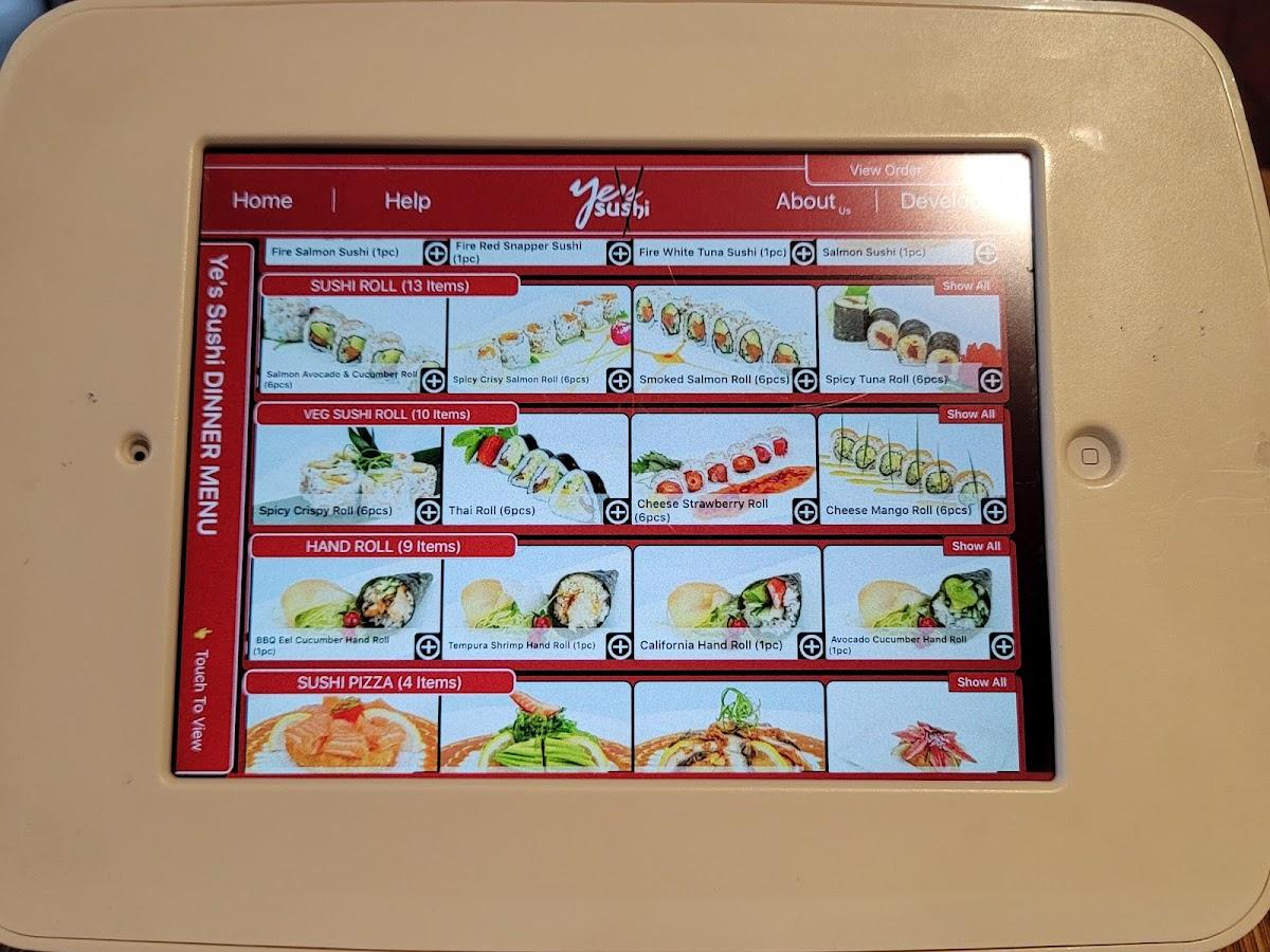 Menu at Ye's Sushi Waterloo restaurant, Waterloo