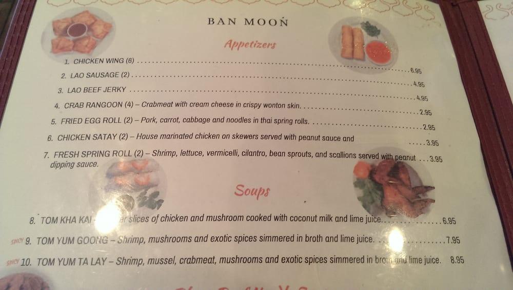 Menu at Ban Moon restaurant, San Angelo, 405 W Ave N