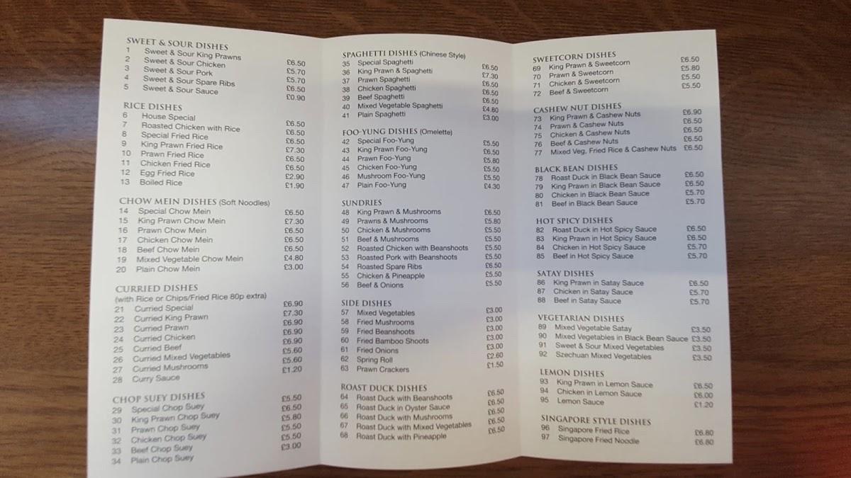 Menu at Dragon House fast food, Castle Cary