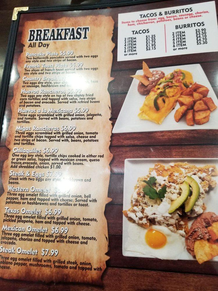 Carta de El Corral Restaurant, Copperas Cove