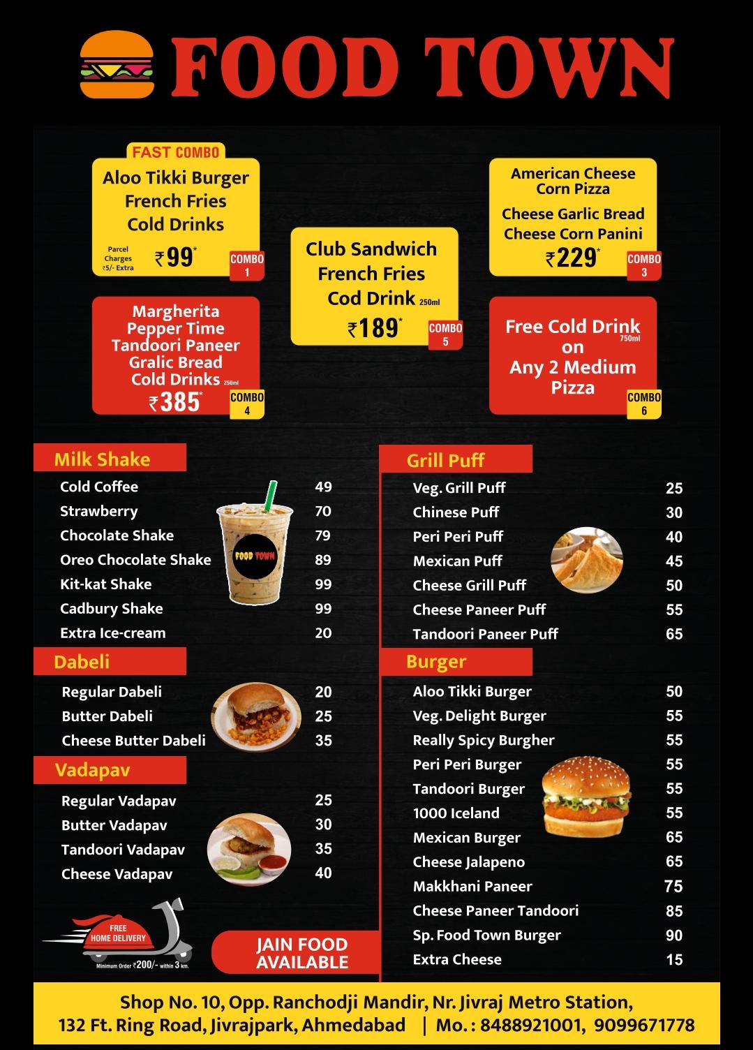 Menu at Food Town, Ahmedabad