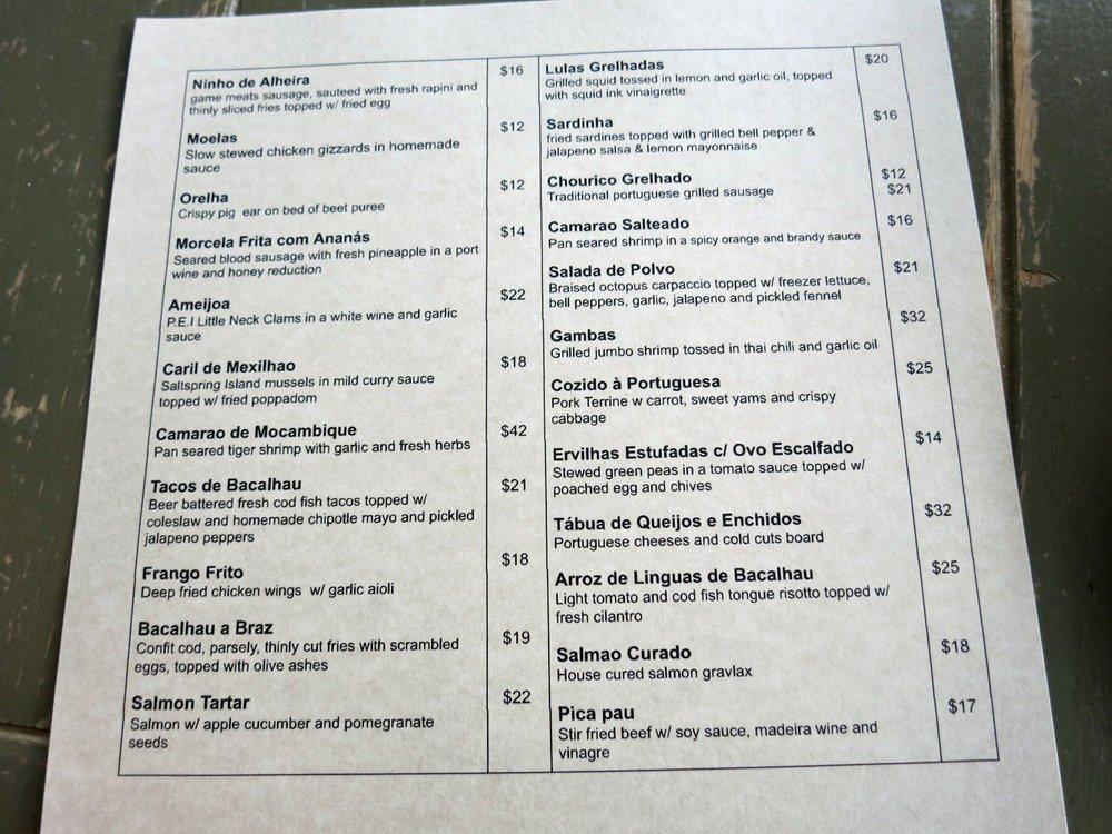 Menu at Mercado Restaurant, Toronto