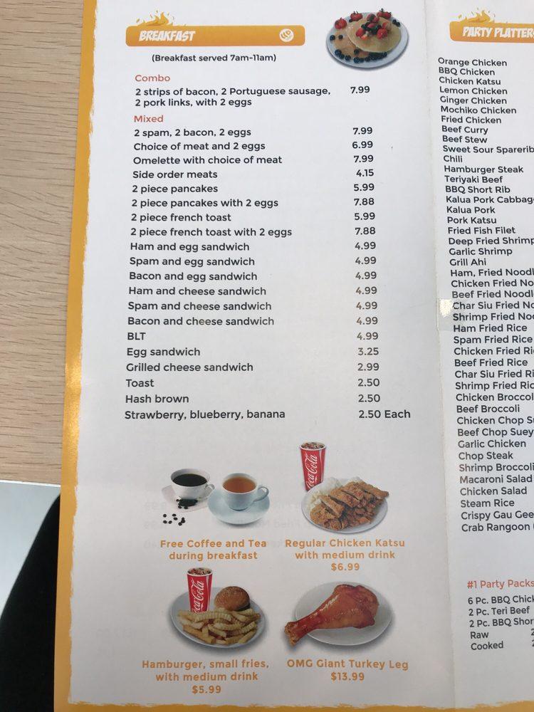 Menu at Oh My Grill- McCully restaurant, Honolulu