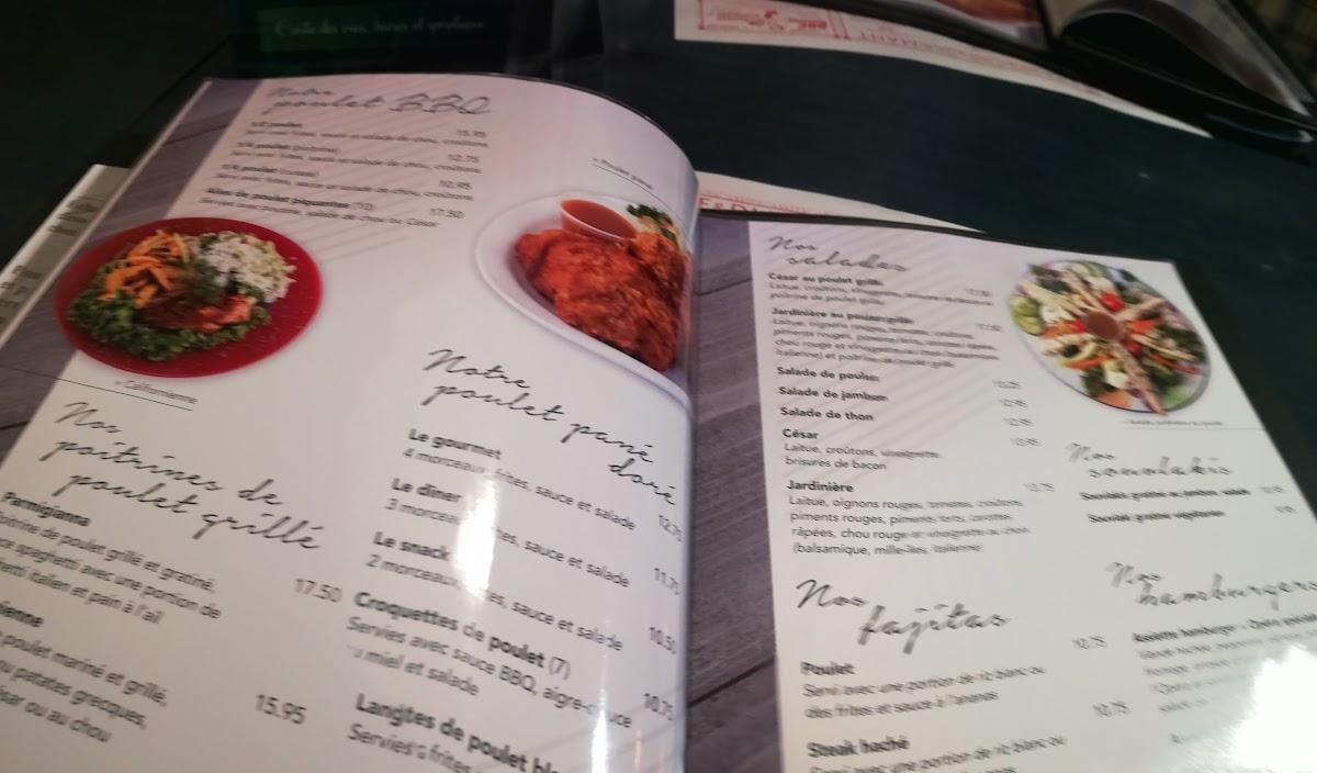 Menu au Restaurant Opéra, La Pocatière