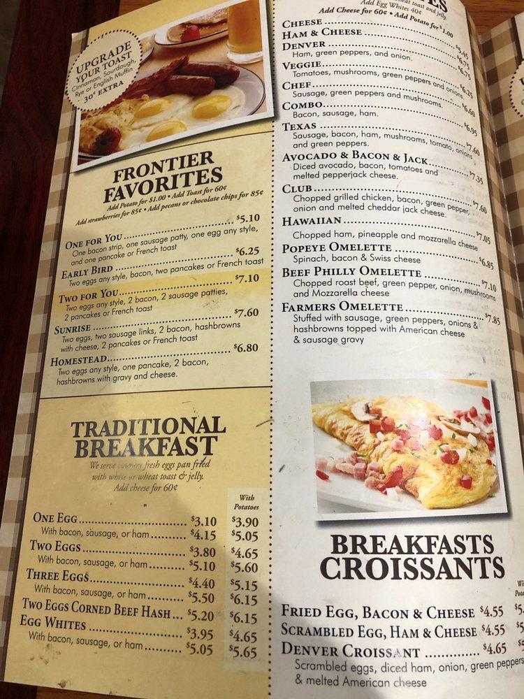 Menu at Frontier Cafe, Grinnell